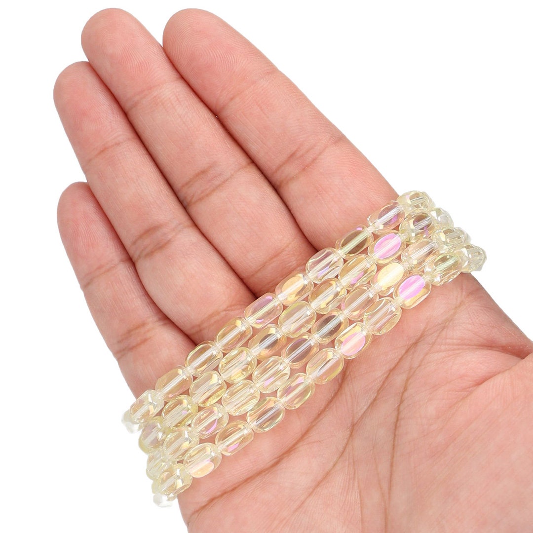 Faceted Rounded Rectangle Glass Beads 8x5 Mm Iridescent Dawngcn200718 ...