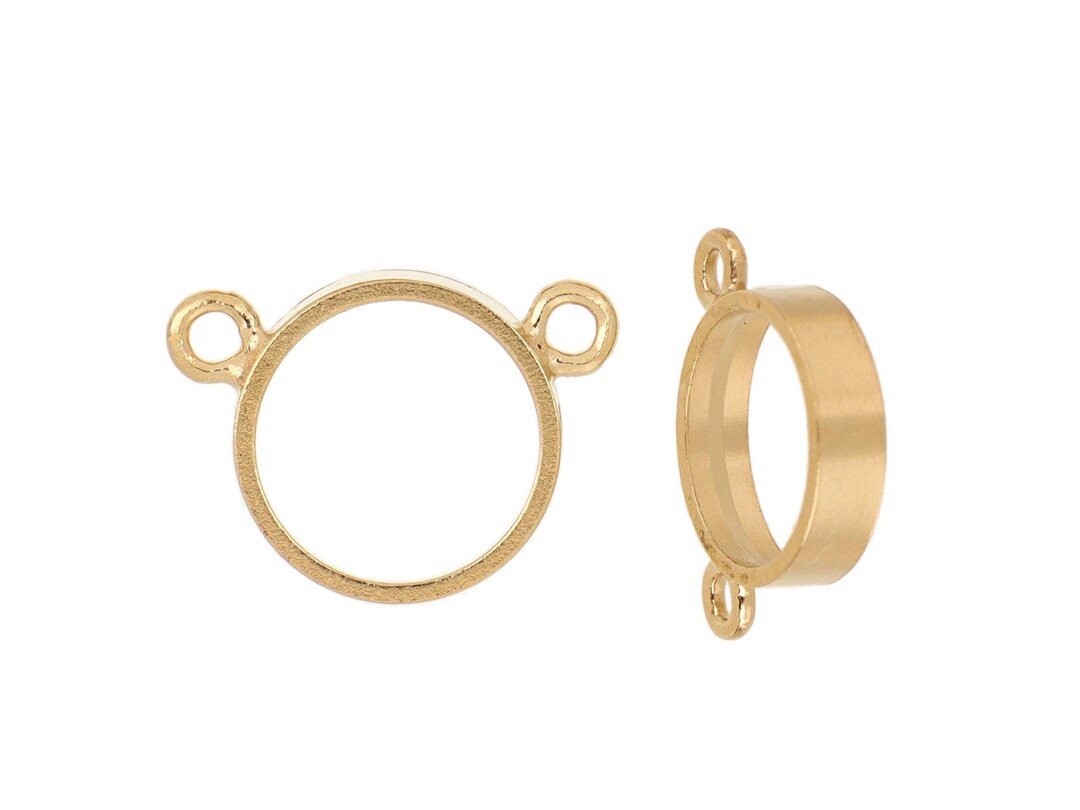 14K Gold Filled 6mm Bezel Connectors With Jump Rings (1 Pair) - Etsy