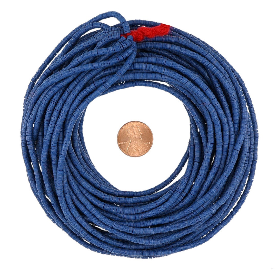 34 Inch Strand of 3mm African Vinyl Disk Bead - Royal Blue (GAF100197 ...