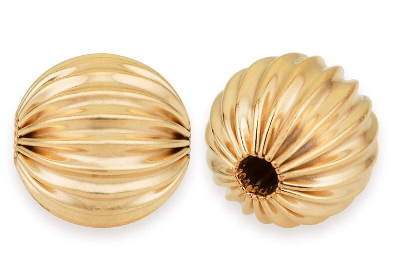 5 Pcs 4 Mm Gold Filled Round Corrugated Straight Beads - Etsy