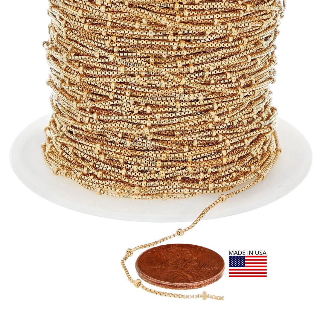 0.85 Mm 14K Gold Filled Box Bulk Chain With Bead (GF1079) Priced per ...