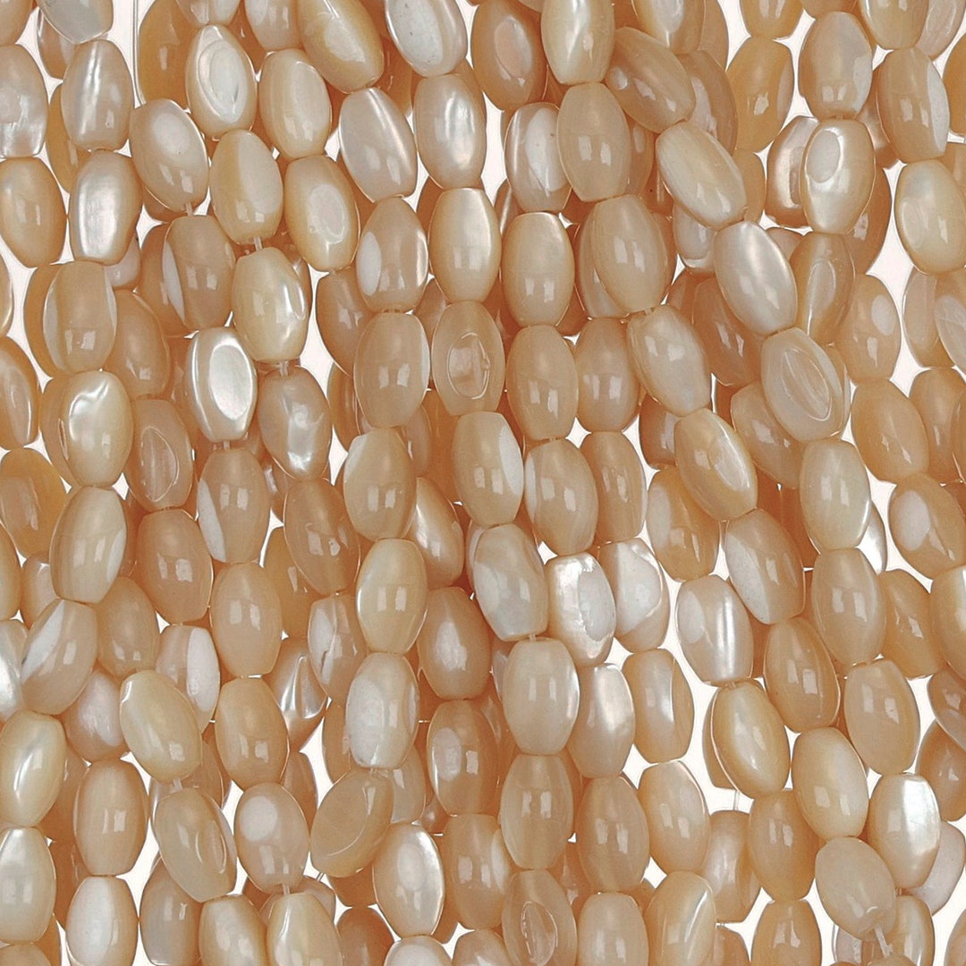 15 in Strand of 5X8 MM Unbleached Mother of Pearl Rice Beads(mo100124 ...