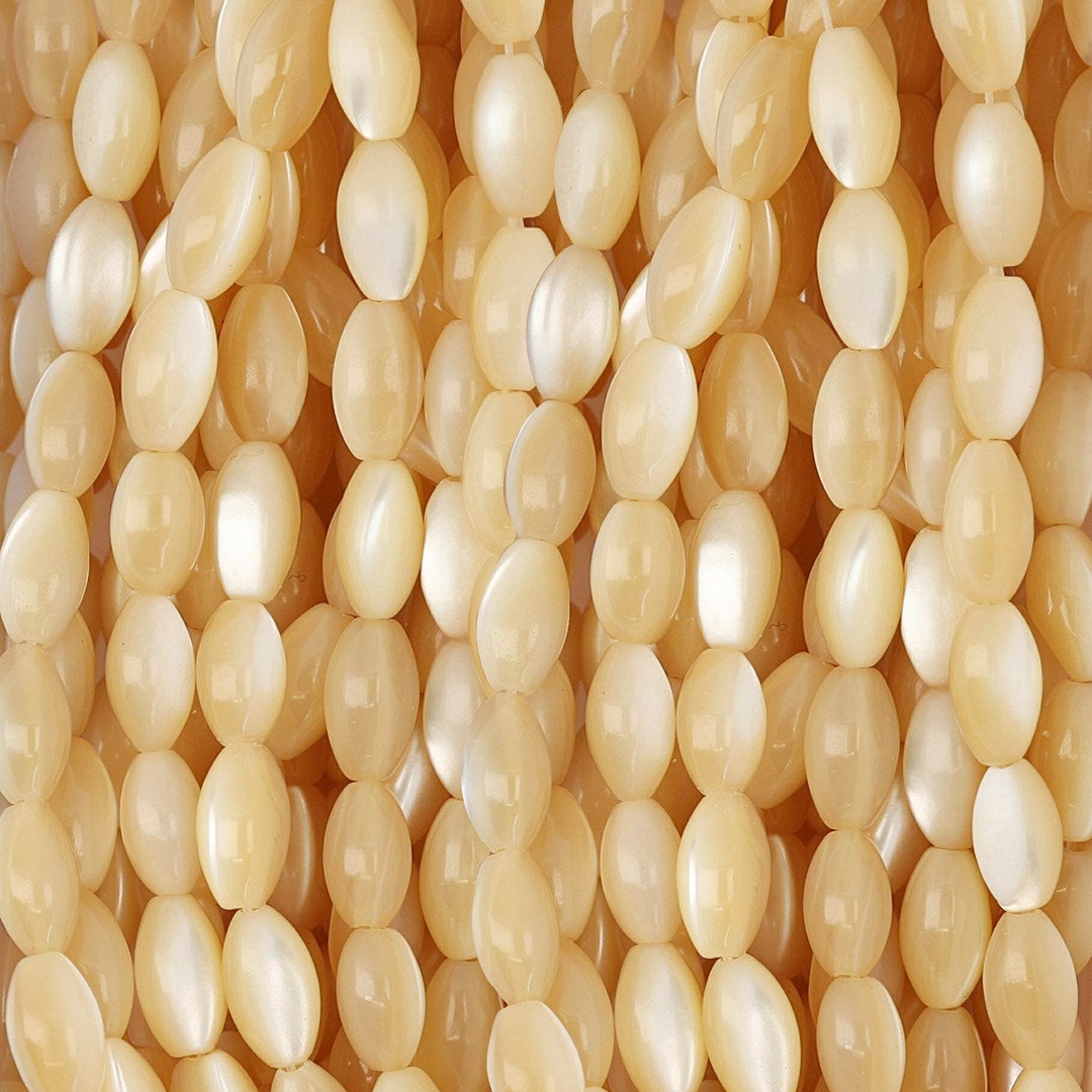 15 in Strand of 4X6 MM Unbleached Mother of Pearl Rice Beads(mo100109 ...