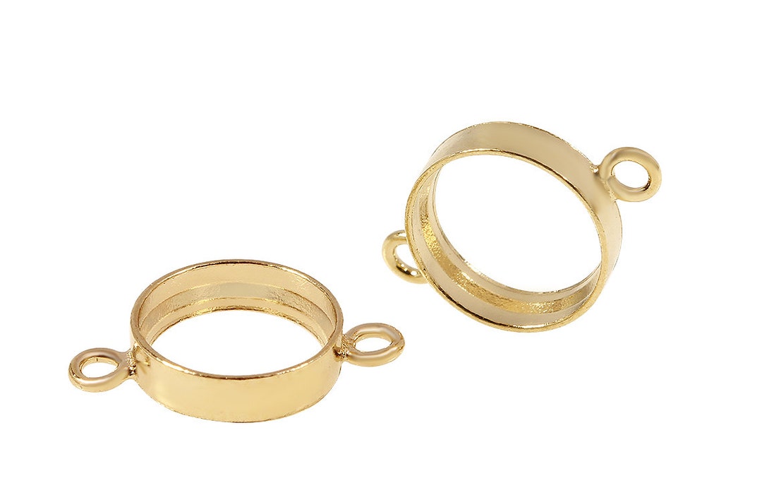 1 Pair 6 Mm 14K Gold Filled Bezel Connector GF4003114 - Etsy