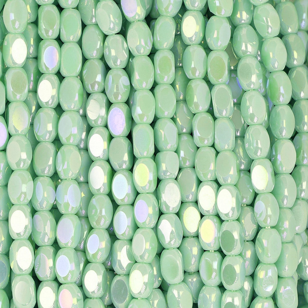 Faceted Rounded Rectangle Glass Beads 8x5 Mm - Mint(gcn200715) - Etsy