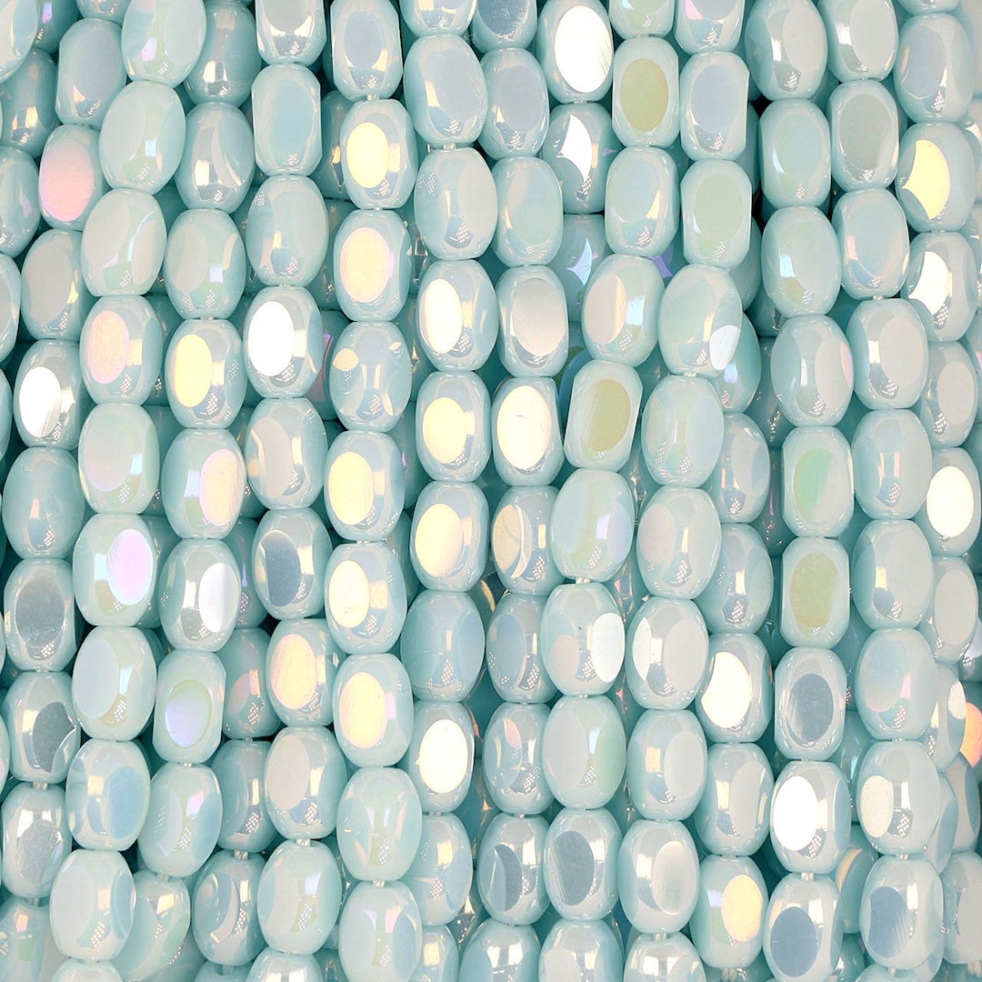 Faceted Rounded Rectangle Glass Beads 8x5 Mm - Pastel Blue(gcn200713 ...