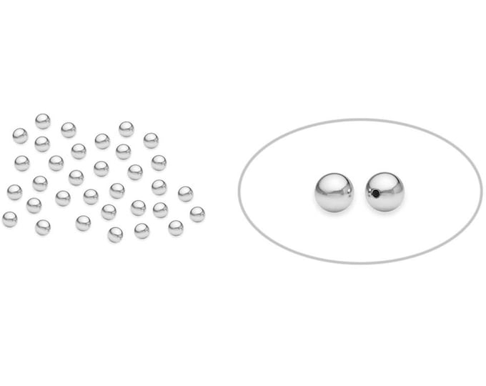 300pc, 2mm Beads, 2mm Sterling Silver Beads, Polished Plain Beads ...