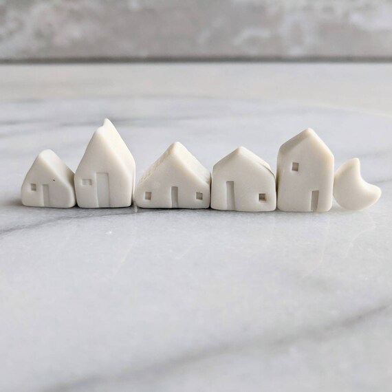 Porcelain Miniature Ceramic Houses Set of 5 Mini Houses | Etsy