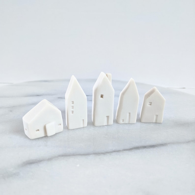 Porcelain Miniature Ceramic Houses Set of 5 Mini Houses Tiny Gift - Etsy