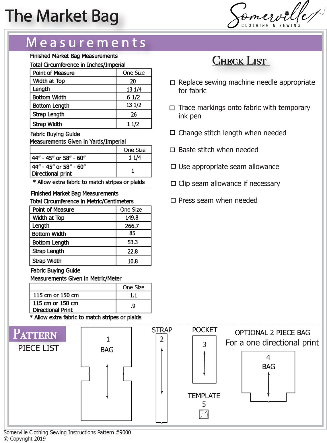 Market Bag Pattern ~ PDF Digital Down Load - Etsy
