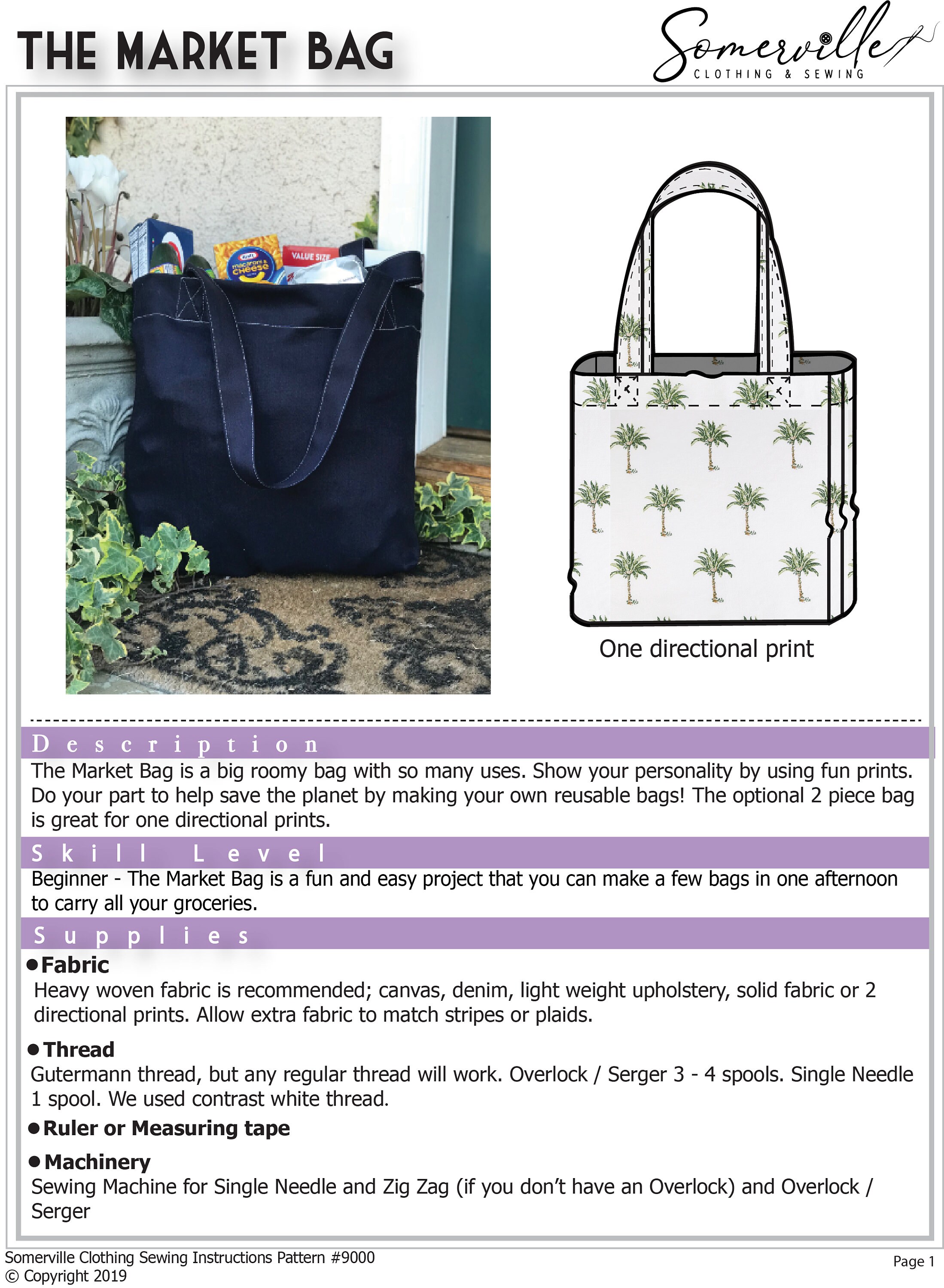 Market Bag Pattern ~ PDF Digital Down Load - Etsy