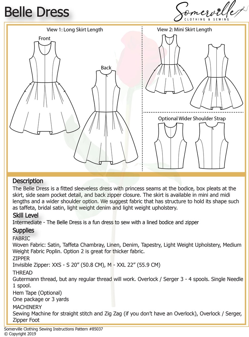 BELLE DRESS Pattern PDF Pattern - Etsy