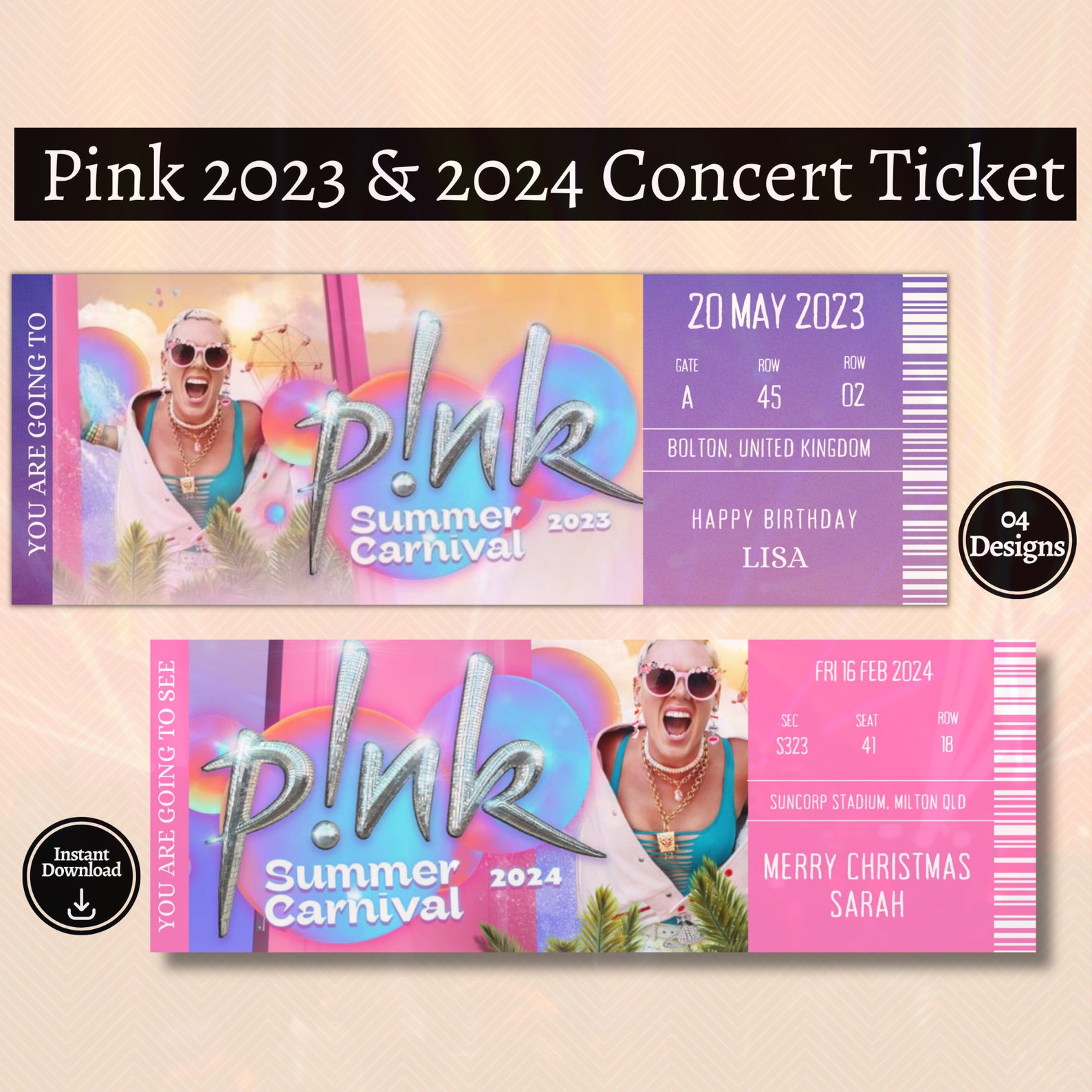 Pink Surprise Ticket, Surprise Pink Concert Tickets, Summer Carnival ...