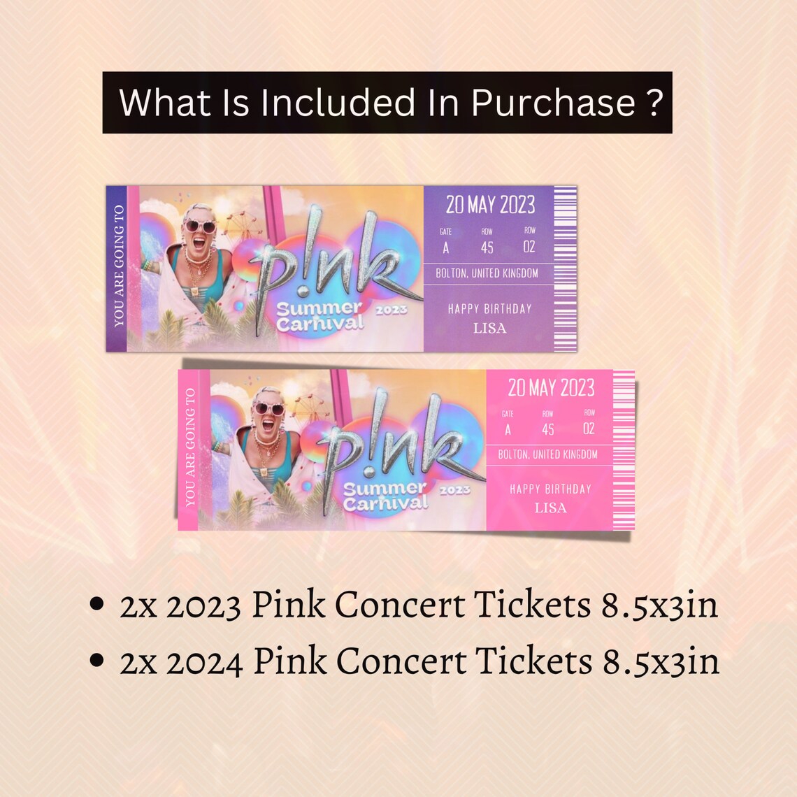 Pink Surprise Ticket, Surprise Pink Concert Tickets, Summer Carnival ...