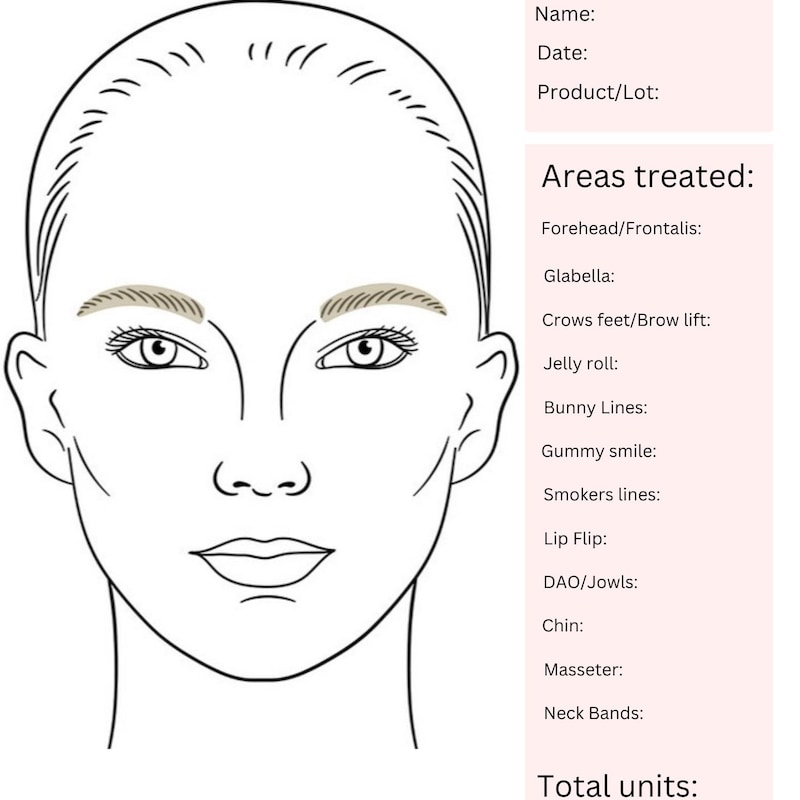 Botox Face Chart - Etsy