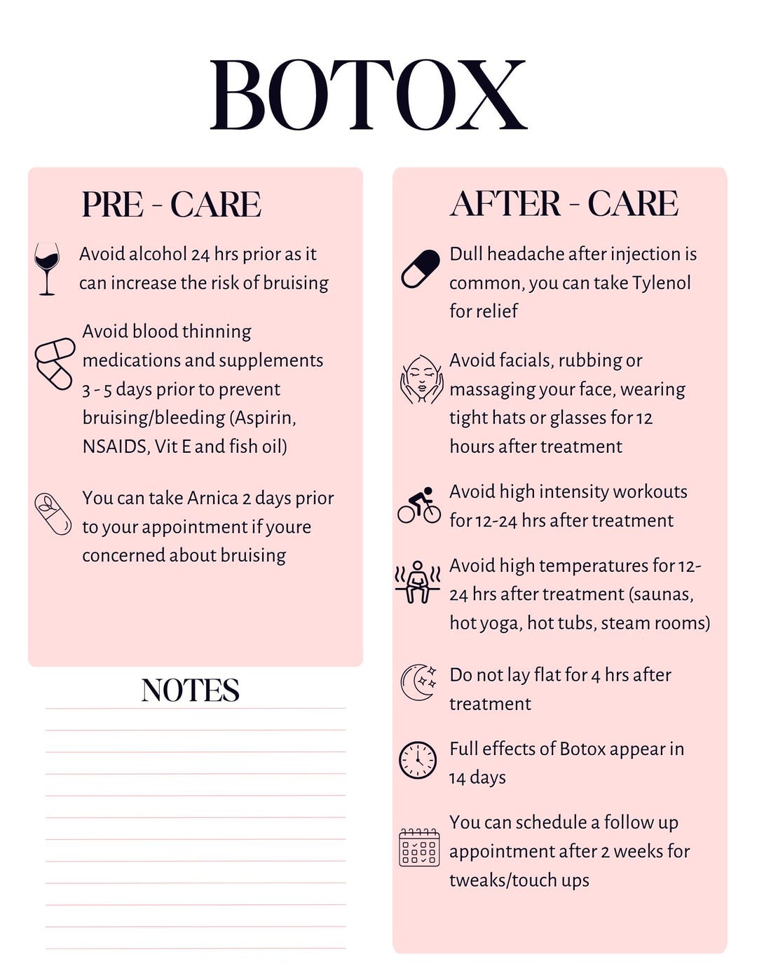 Botox Before and After Care Instructions - Etsy