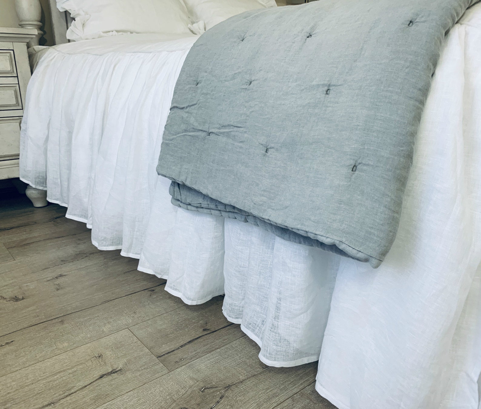 Sheer Linen Bedspread Natural Linen Voile Bed Cover With - Etsy
