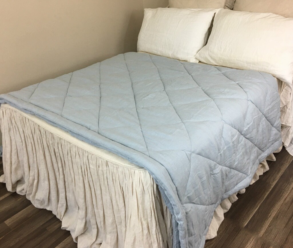 Linen Diamond Comforter Quilt, Diamond Shaped Quilted Duvet With ...