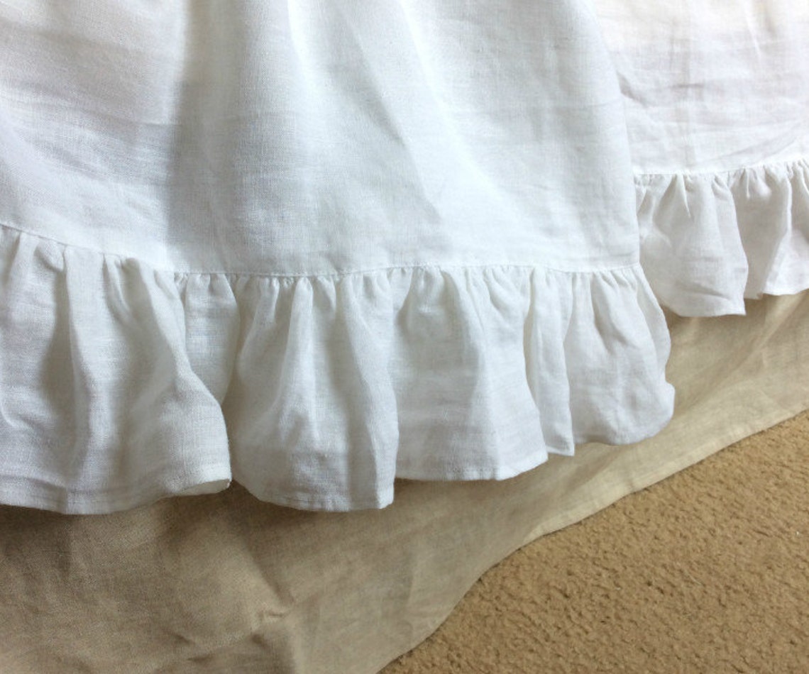 Linen Sheet Blanket With Ruffle Edge Large Enough to Use as - Etsy