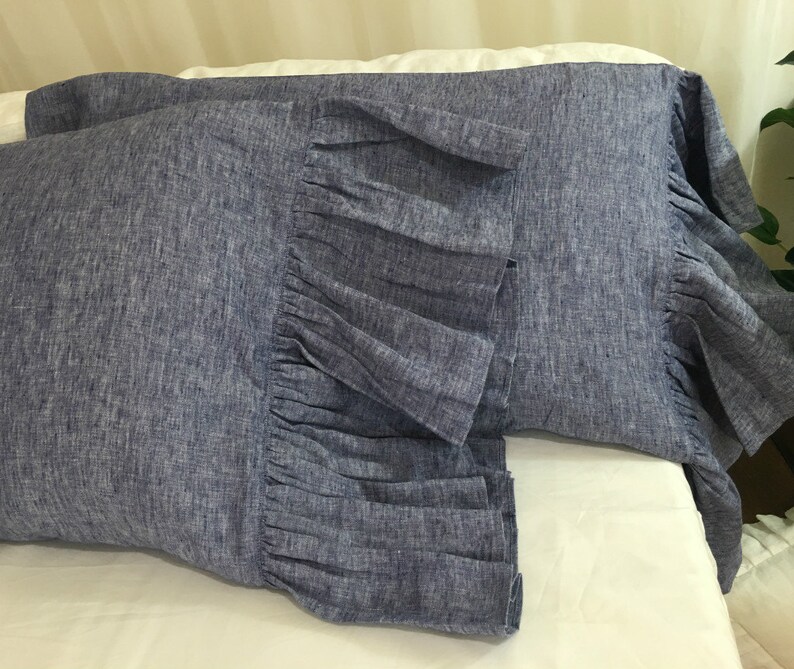 A Pair of Chambray Denim Pillow Cases With Mermaid Long - Etsy