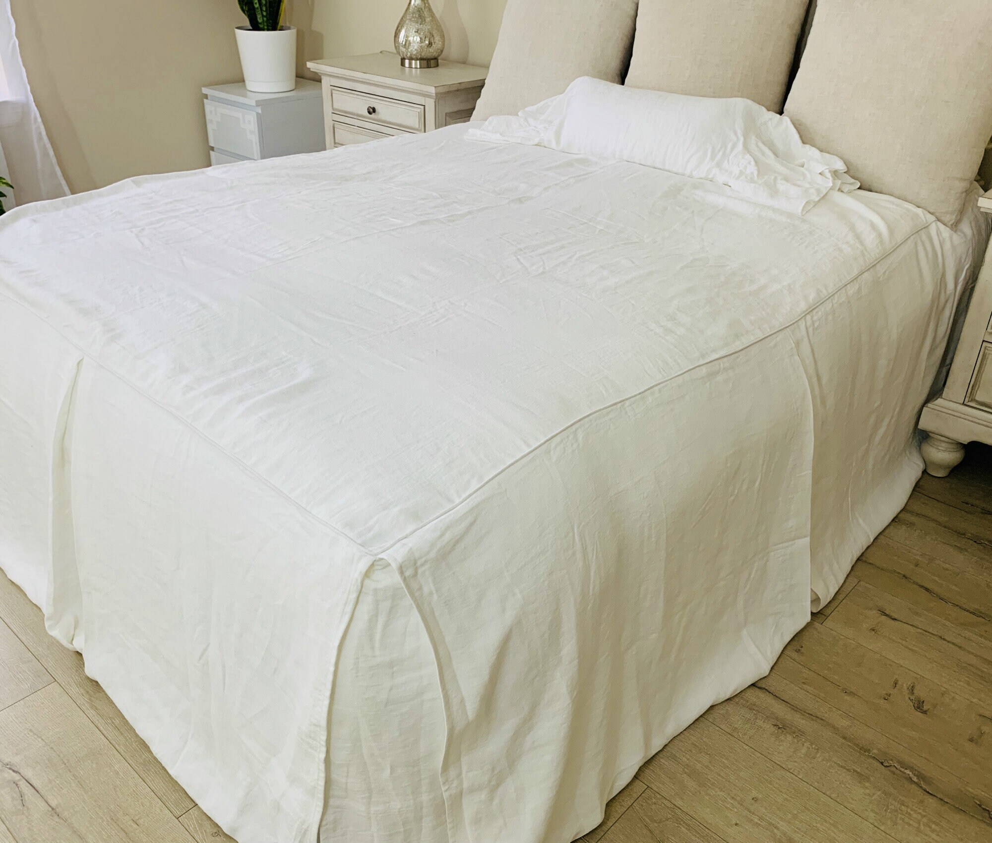 Tailored Bed Cover Custom Made in Canvas Weight Belgian Linen | Etsy