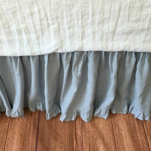 Duck Egg Blue Bedskirt With Ruffle Hem, Linen Dust Ruffles, Bed Skirts ...