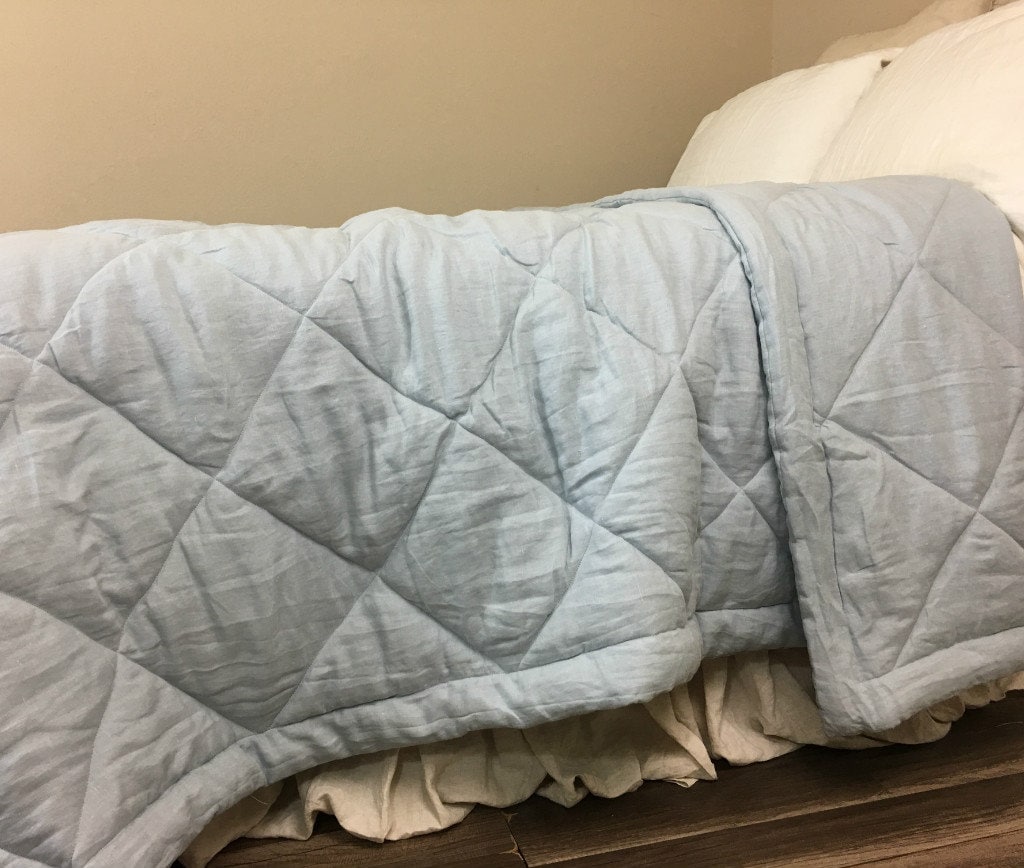 Linen Diamond Comforter Quilt, Diamond Shaped Quilted Duvet With ...