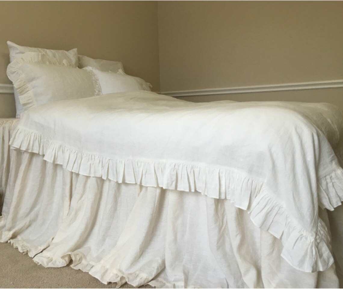 Soft White Ruffle Duvet Cover Ruffle Bedding Shabby Chic - Etsy