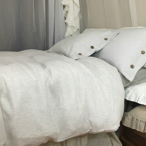 Dark Linen Duvet Cover With Wood Button Closure Medium - Etsy