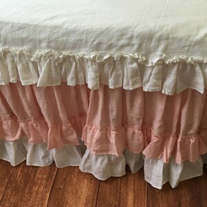 Pink and White Two Tiered Dust Ruffle With Country Ruffle Hem, Handmade ...