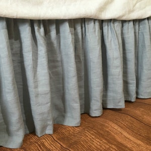 Duck Egg Blue Linen Bedskirt, Linen Dust Ruffles, Bed Skirts, Shabby ...