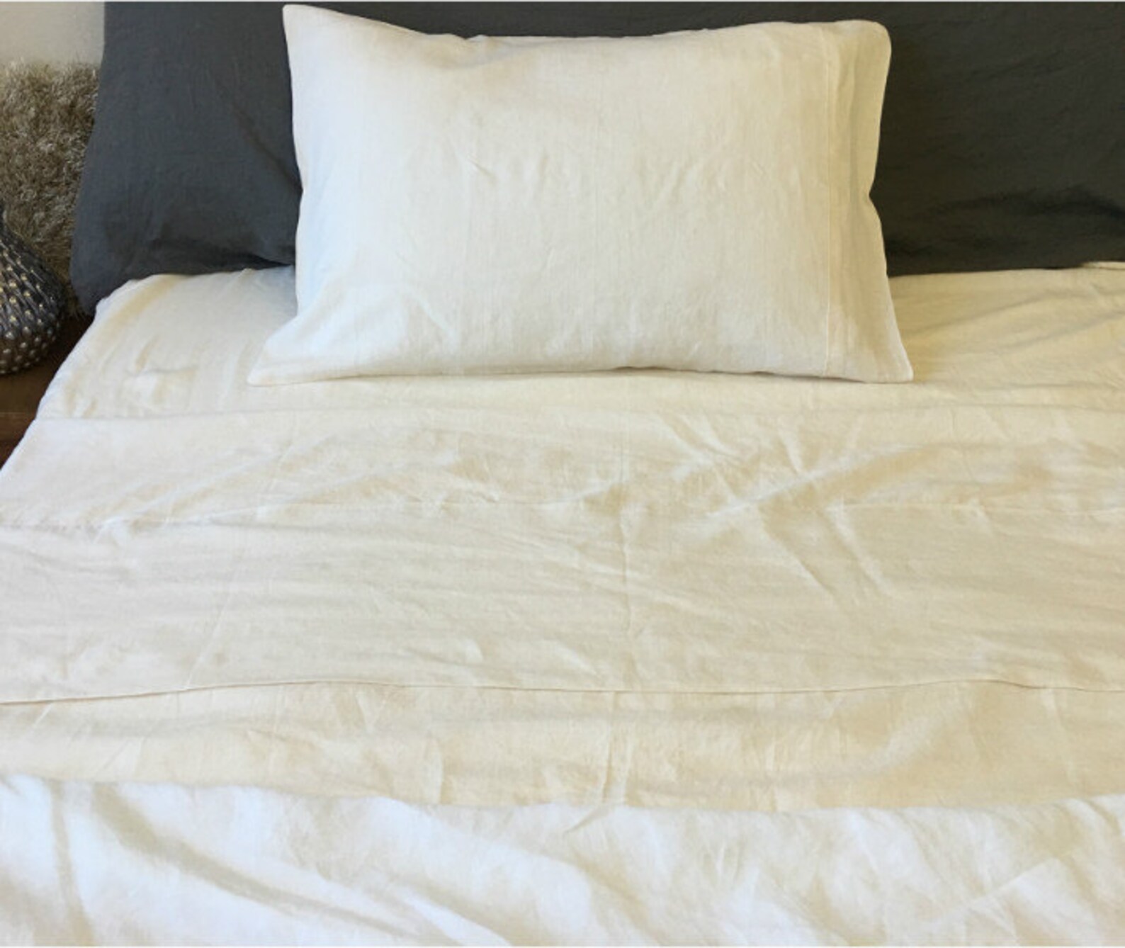 Sale Linen Bed Sheets in Cream Linen Cream Bedding Queen | Etsy