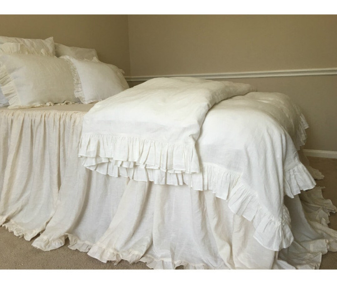 Soft White Ruffle Duvet Cover, Ruffle Bedding, Shabby Chic Duvet Cover ...