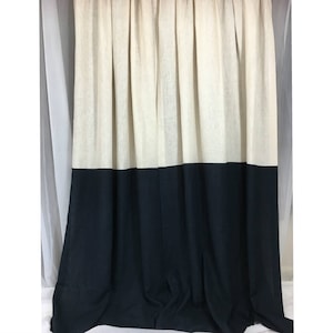 Color Block Curtains, Natural Linen Color Block Curtains – Multiple ...