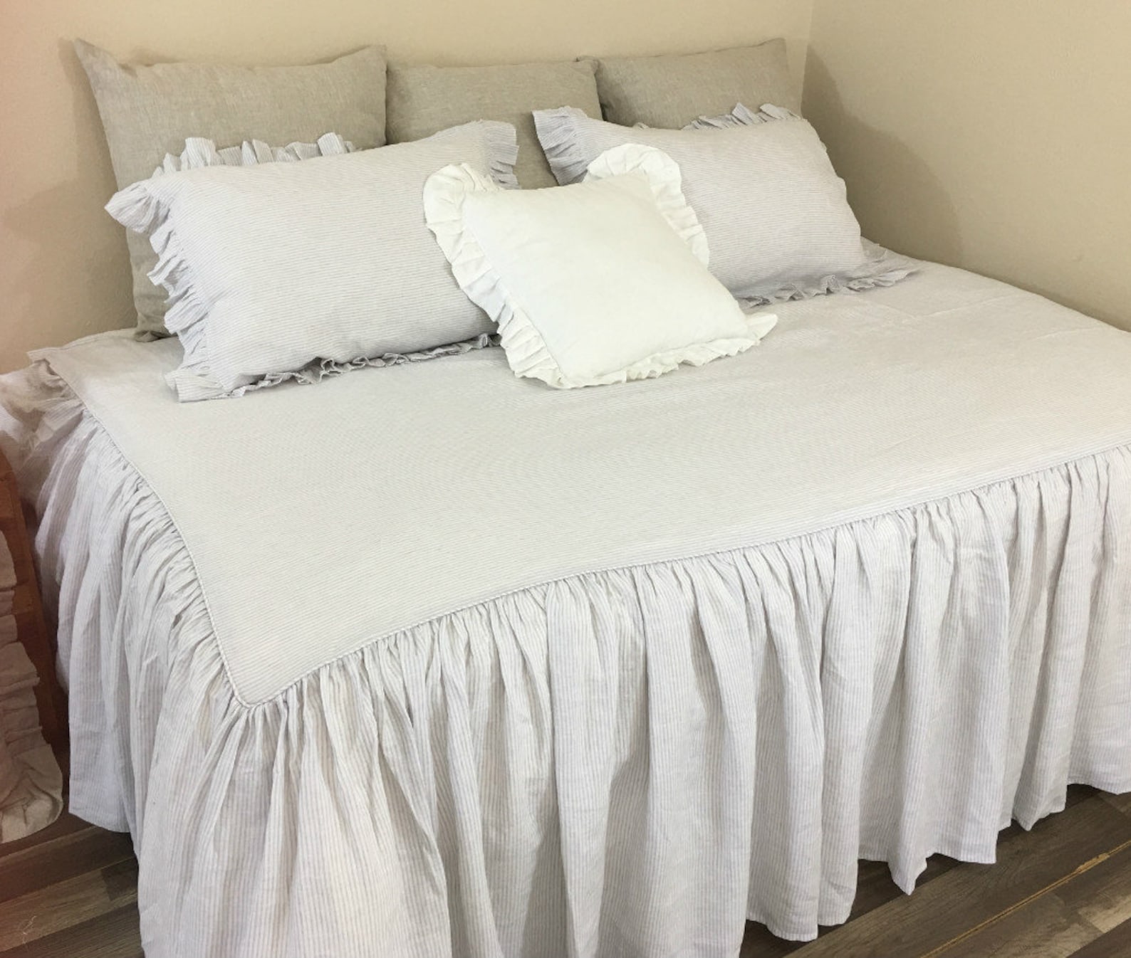 Day Bed Cover Natural Linen, Daybed Bedding, Fitted Daybed Cover, Linen ...