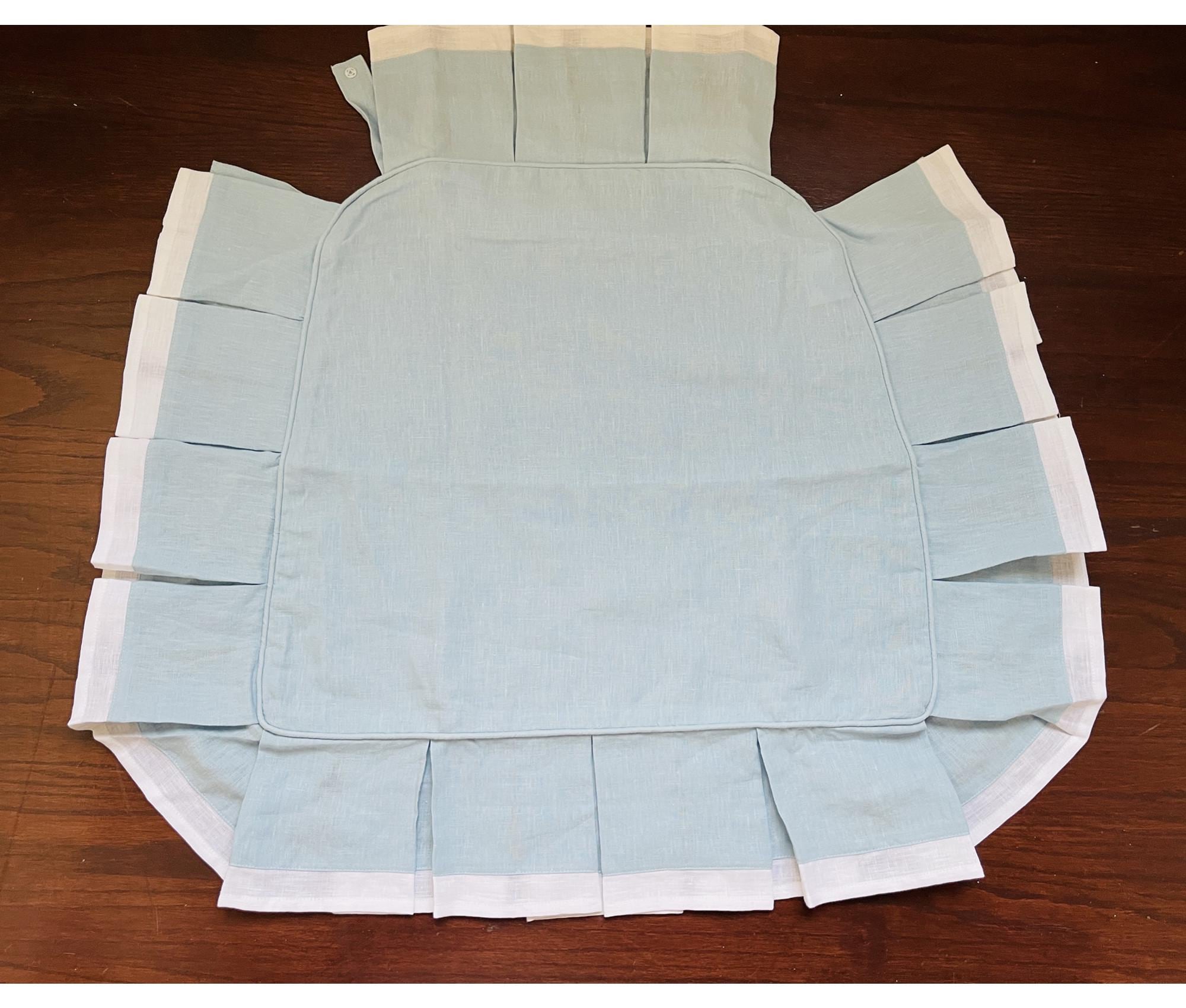 Linen Chair Seat Cover With Pleated Ruffles, Contrast Trim – Multiple ...