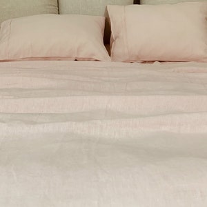 Dogwood Pink Linen Sheets Set Linen Top Sheet Fitted Sheet - Etsy