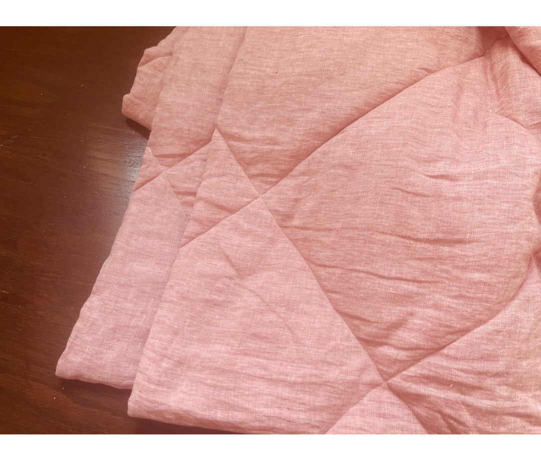 Linen Box Comforter Quilt, Box Shaped Quilted Duvet With Natural Linen ...
