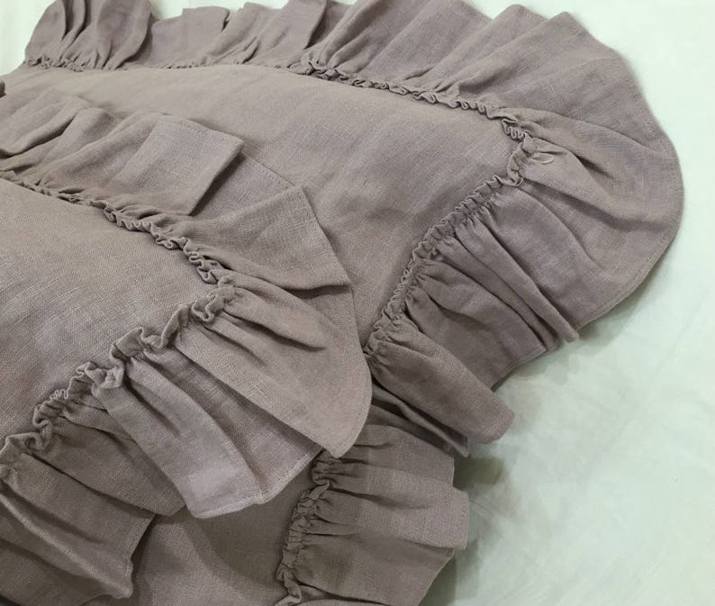 Linen Euro Sham Cover W. Country Ruffle Hem, Linen Euro Pillow Sham ...