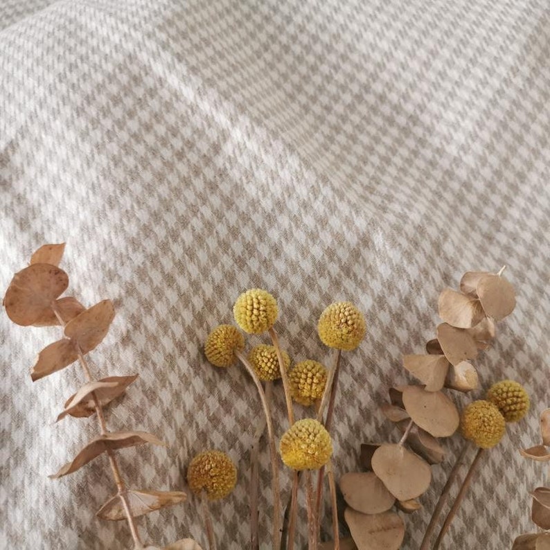 Houndstooth Linen Duvet Cover, Houndstooth Weave in Natural Linen ...