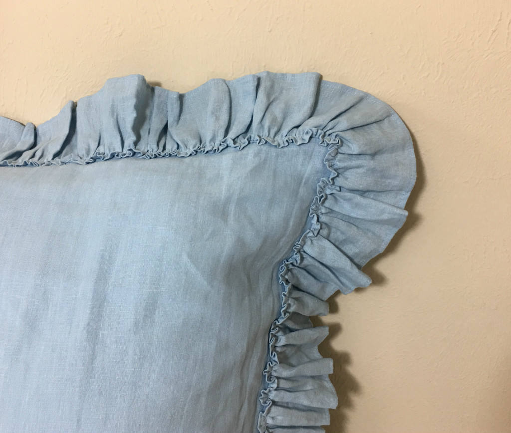 Natural Linen Blue Euro Sham Cover With Country Ruffle - Etsy Ireland