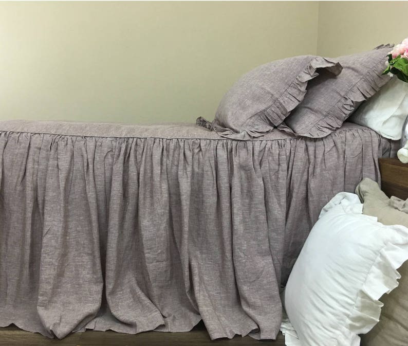 Chambray Rustic Raspberry Linen Bedspread Impressive and | Etsy