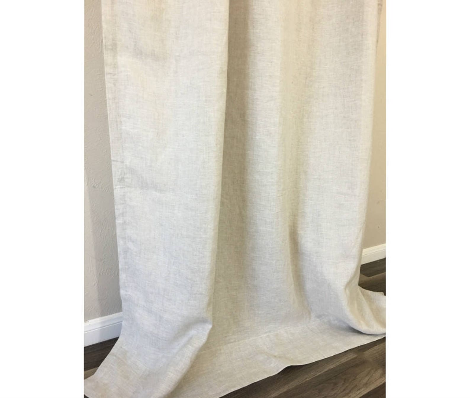 A Pair of Natural Linen Flax Curtains Custom Curtains Extra | Etsy