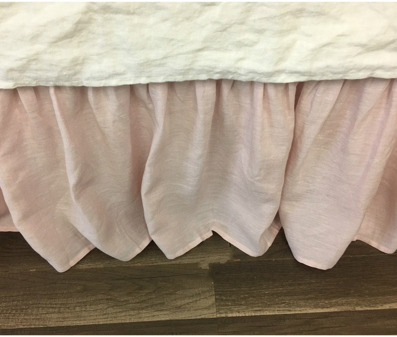 Blush Pink Linen Bed Skirt Light Pink Linen Dust Ruffles - Etsy