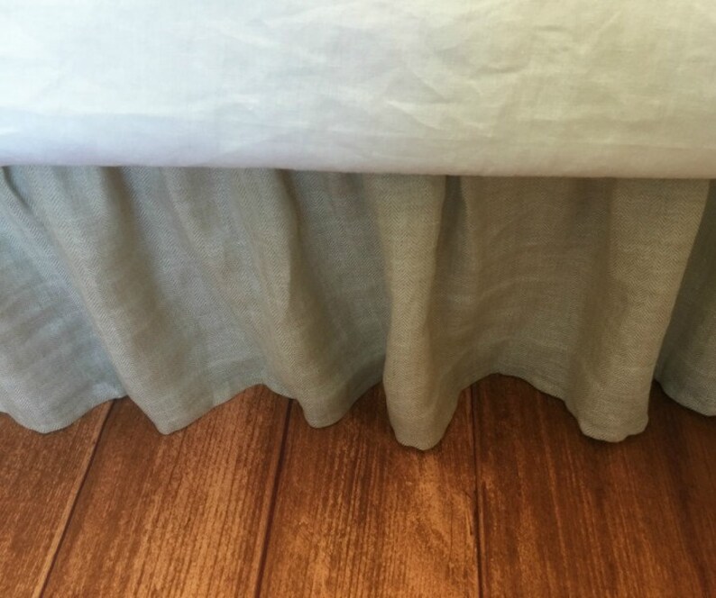Chevron Dust Ruffle in Natural Linen Made to Order Drop From | Etsy
