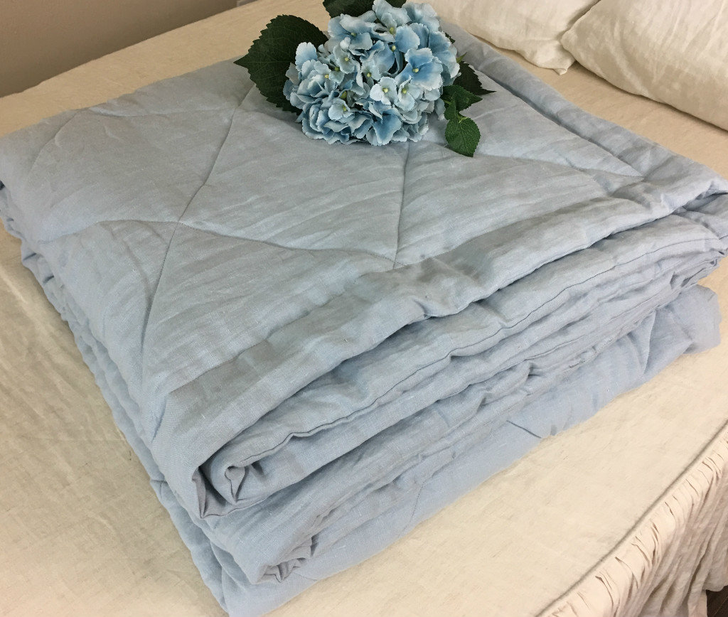 Linen Diamond Comforter Quilt, Diamond Shaped Quilted Duvet With ...