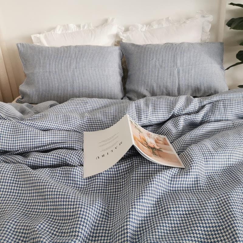 Houndstooth Linen Duvet Cover Houndstooth Weave in Natural - Etsy