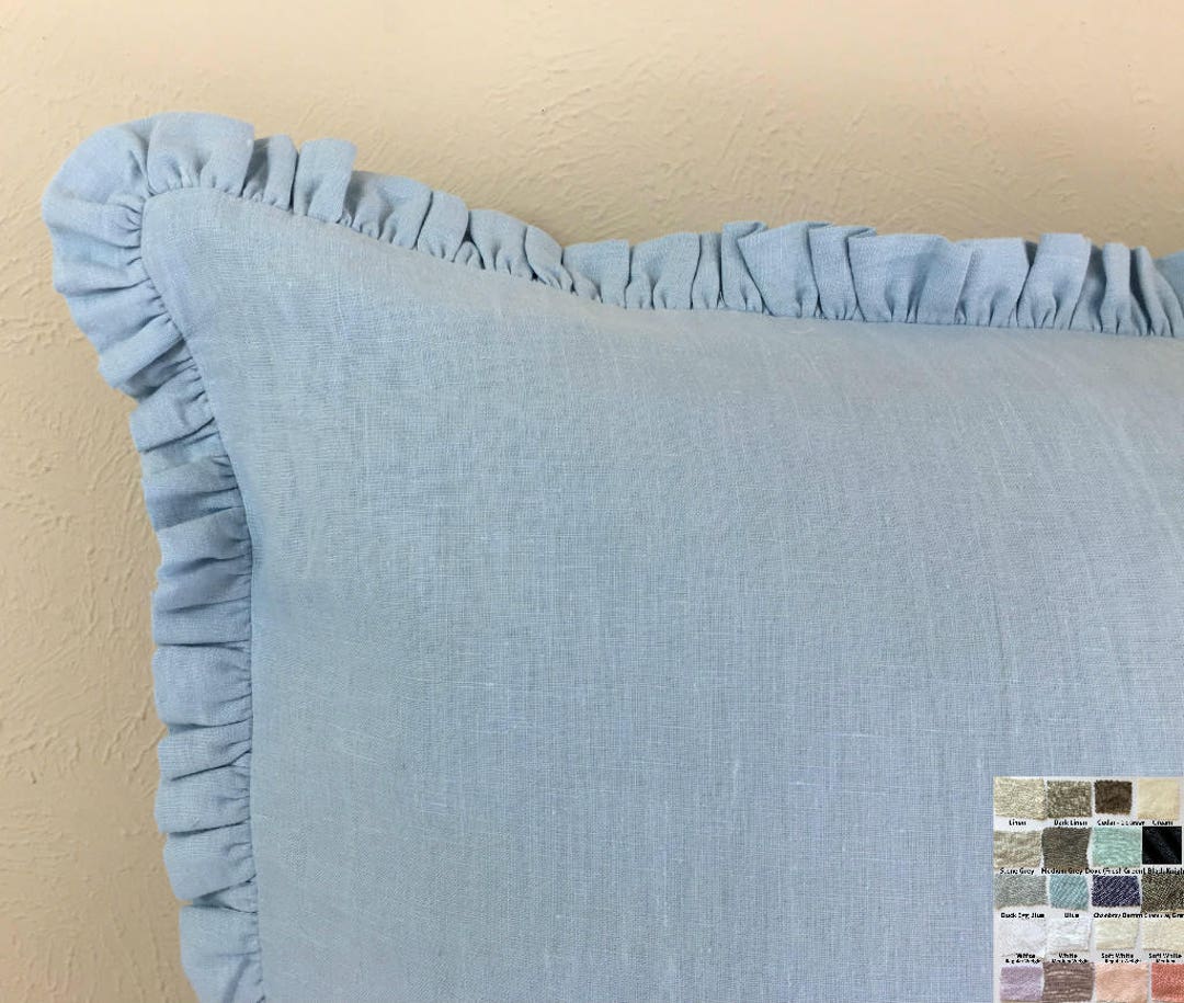 Linen Sham Cover With Petite Ruffles – Multiple Colors, All Sizes - Etsy