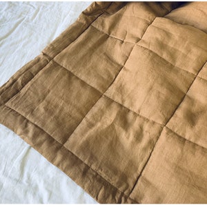 Linen Box Comforter Quilt, Box Shaped Quilted Duvet With Natural Linen ...
