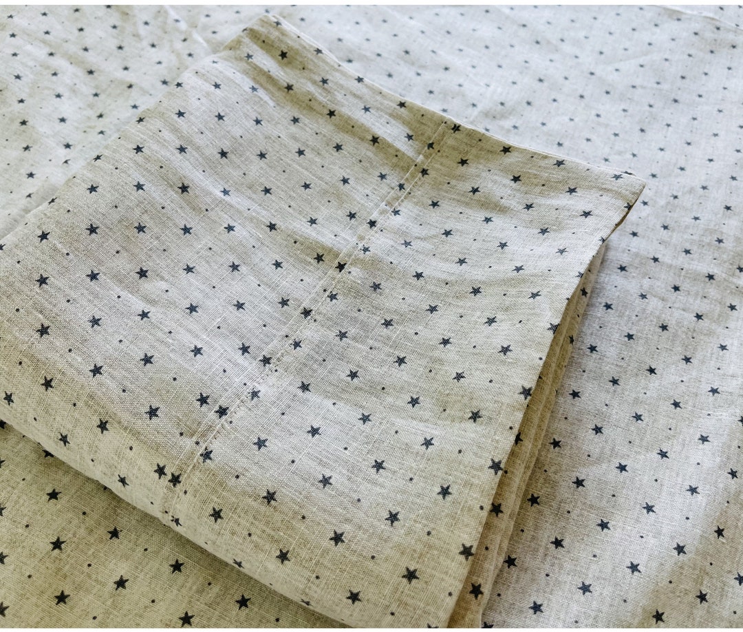 Star Linen Bed Sheets, Natural Linen Sheets Set, Available in Queen ...